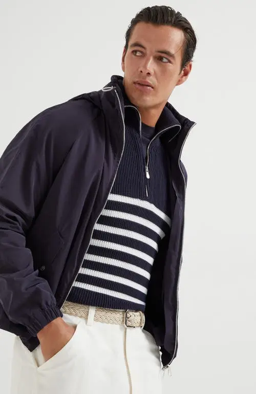 Brunello Cucinelli Water-Resistant Microfiber Jacket - Navy Blue